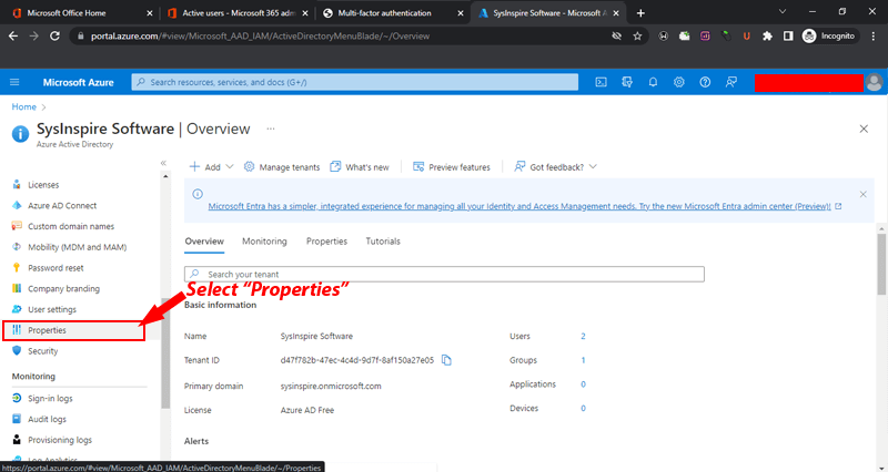 Microsoft Office 365 account settings for third party apps login